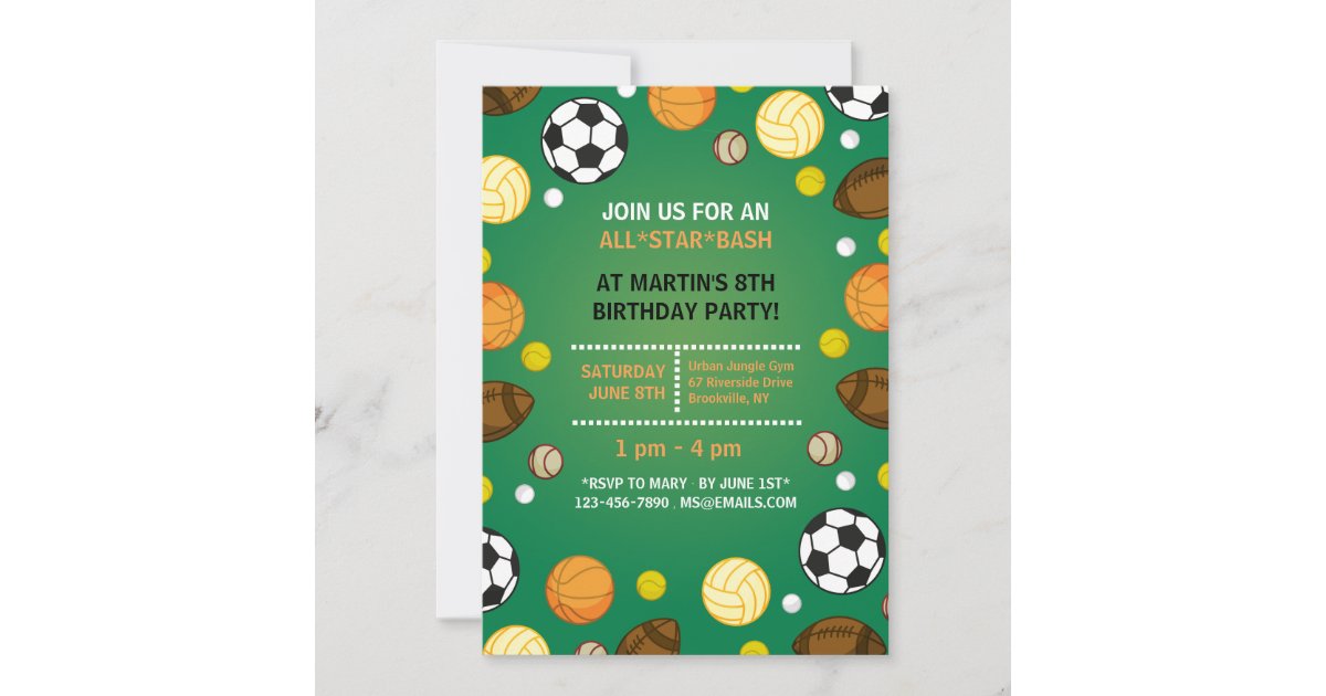 Sports Background Invitation | Zazzle