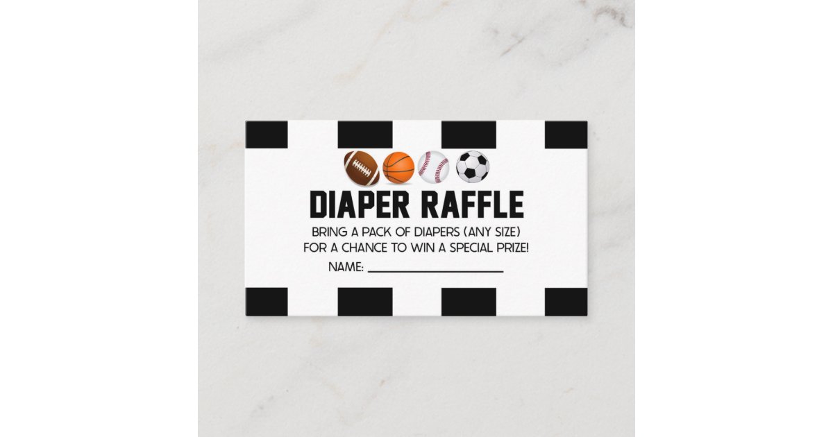 Sports Ball Baby Shower Diaper Raffle Card | Zazzle