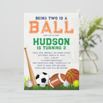 Sports Ball Birthday Party Invitation | Zazzle