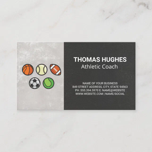 Sports Balls | Athletic Coach Business Card | Zazzle