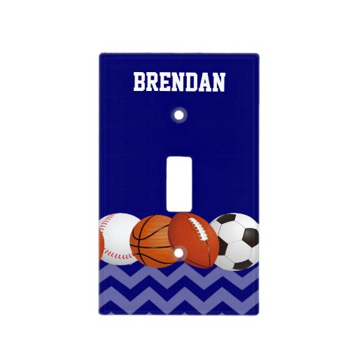 Sports Balls Blue Personalized Light Switch Cover | Zazzle