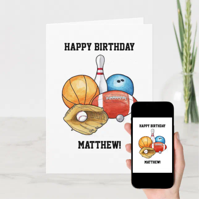 Sports Balls Personalized Birthday Card | Zazzle