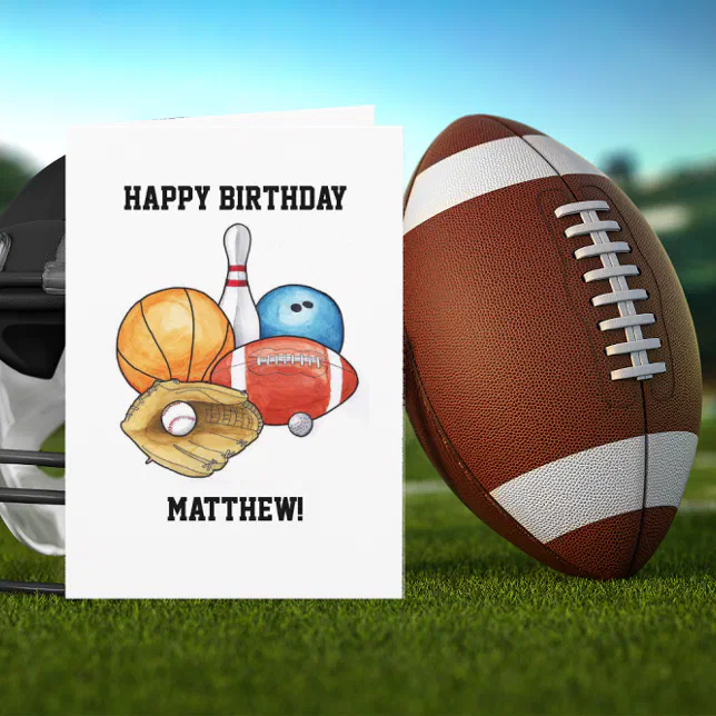 Sports Balls Personalized Birthday Card | Zazzle