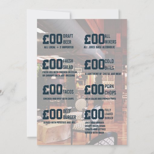Sports Bar Event Promo Menu add photo and logo Invitation | Zazzle
