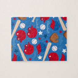 SPORTS Baseball Fan Athlete Pattern Jigsaw Puzzle | Zazzle