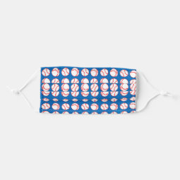 Sports Baseballs on Blue Pattern Adult Cloth Face Mask | Zazzle