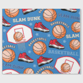 SPORTS Basketball Slam Dunk Fun Athlete Pattern Wrapping Paper | Zazzle