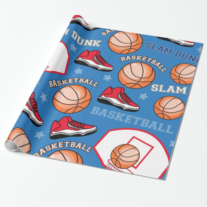 SPORTS Basketball Slam Dunk Fun Athlete Pattern Wrapping Paper | Zazzle.com