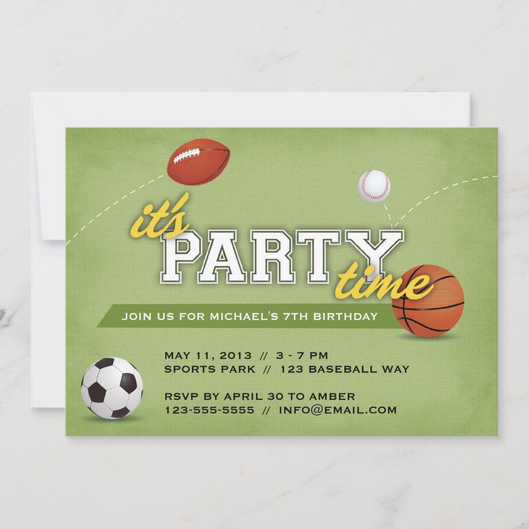 Sports Birthday Party Invitation | Zazzle