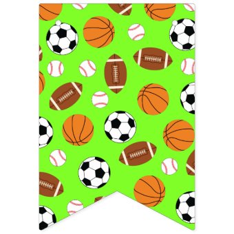 Sports Birthday Party Kids Cute Bunting Flags | Zazzle