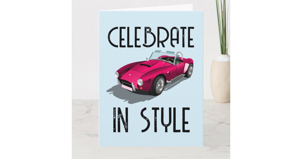 SPORTS CAR CONVERTIBLE BIRTHDAY CARD | Zazzle
