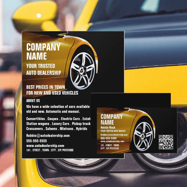 Sports Car Design, Auto Dealer Business Card | Zazzle
