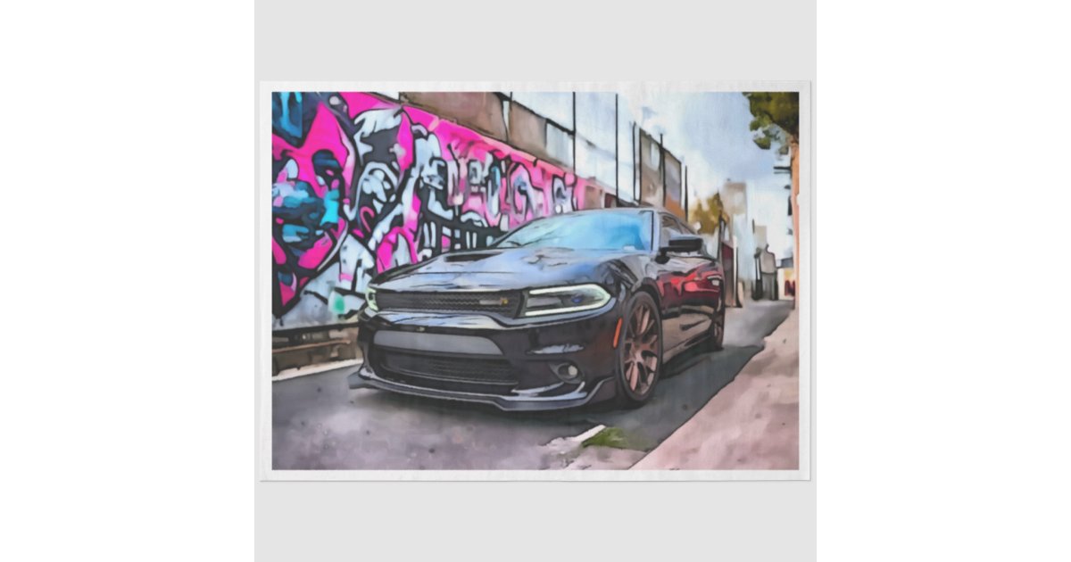 Sports Car Dodge Charger Decoupage Paper | Zazzle