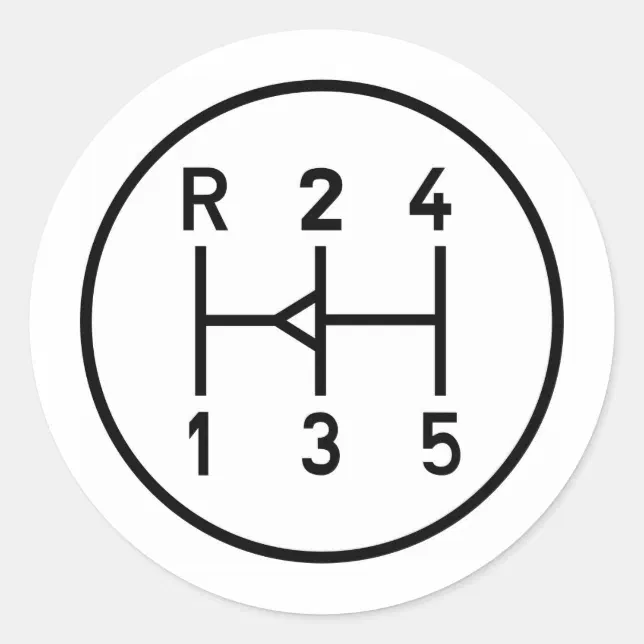 Sports car gear knob, transmission shift pattern classic round sticker ...