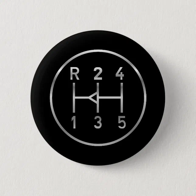Sports car gear knob, transmission shift pattern pinback button | Zazzle