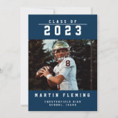 Sports Class of Custom Photo Blue Graduation Announcement | Zazzle