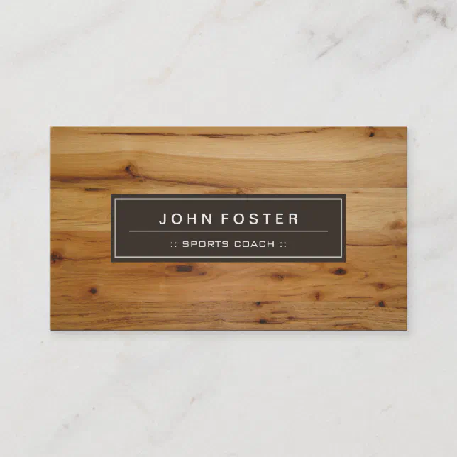 Sports Coach - Border Wood Grain Business Card | Zazzle