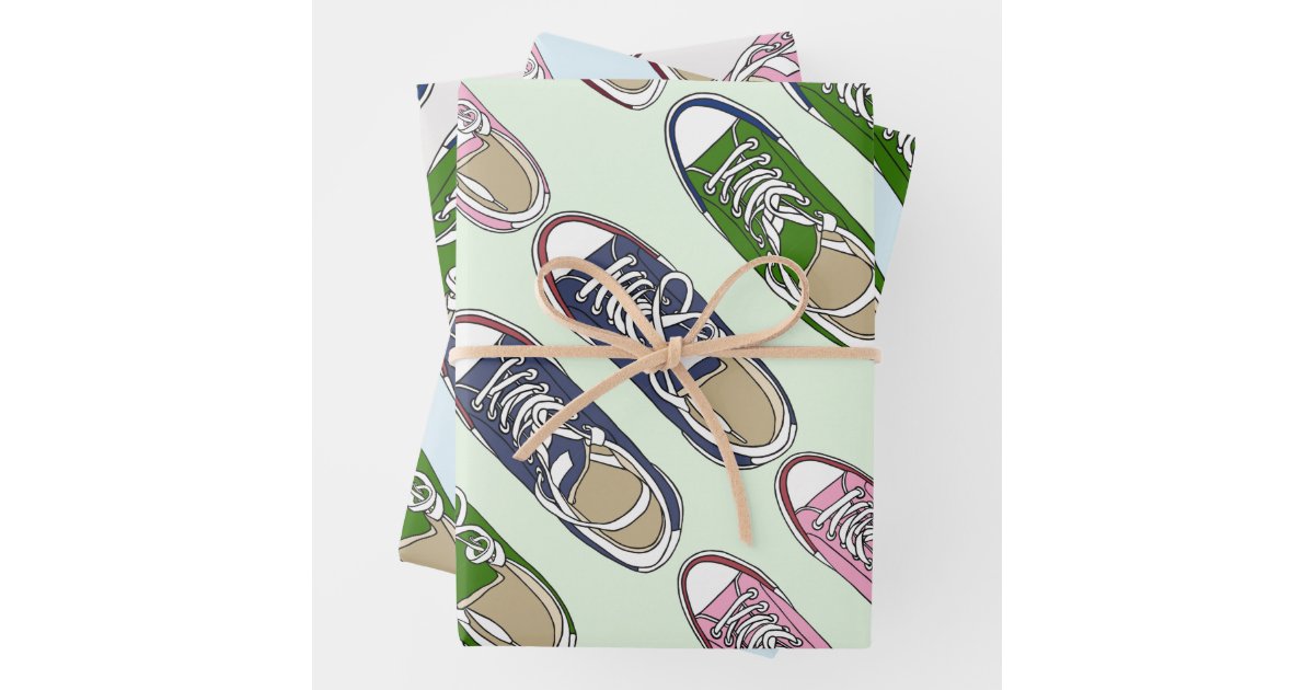 Sports concept. Gym shoes of different colors. Wrapping Paper Sheets ...