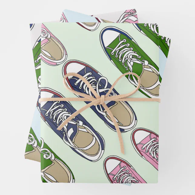 Sports concept. Gym shoes of different colors. Wrapping Paper Sheets ...