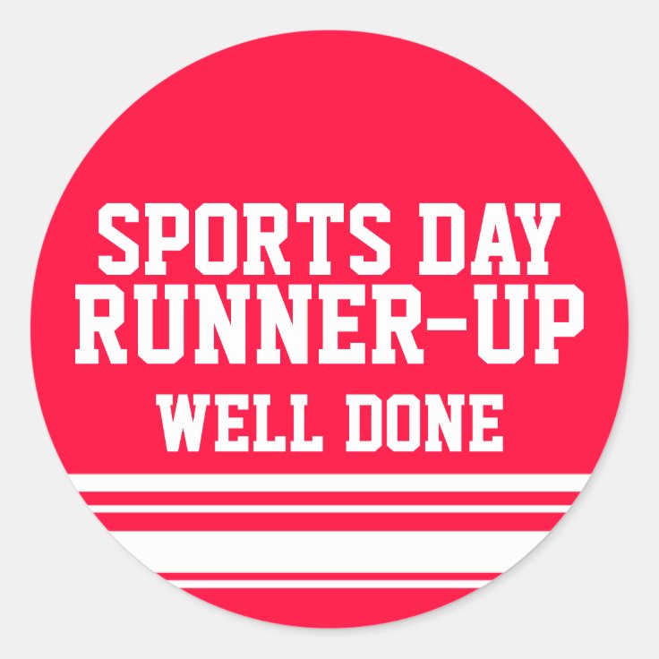 Sports day runner-up well done sticker red | Zazzle