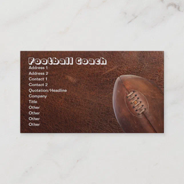 Sports Football Coach, or Team Player Business Card | Zazzle