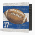 Sports Football Rustic Blue White Stripes Name 3 Ring Binder | Zazzle