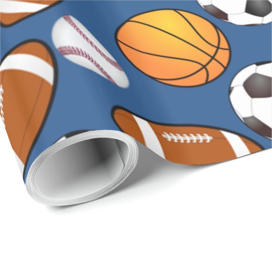 Sports football soccer baseball basketball Pattern Wrapping Paper ...