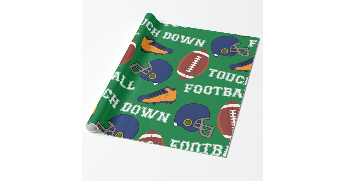 SPORTS Football Touch Down Fun Colorful Pattern Wrapping Paper | Zazzle
