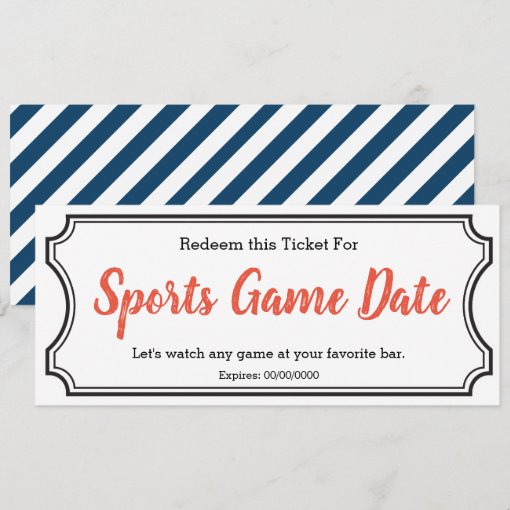 Sports game Date IOU Ticket | Zazzle