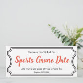 Sports game Date IOU Ticket | Zazzle