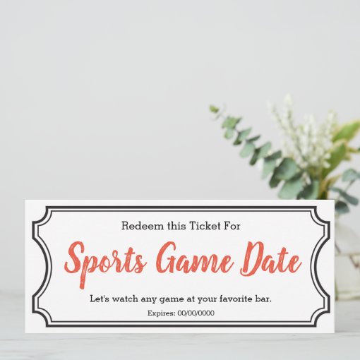 Sports game Date IOU Ticket | Zazzle