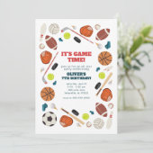 Sports Game Time All-Star Birthday Party Invitation | Zazzle
