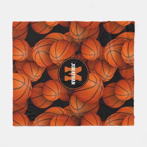 sports gifts boys girls personalized basketball fleece blanket | Zazzle