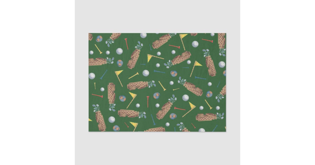 Sports Green Golf Equipment Pattern Tissue Paper | Zazzle