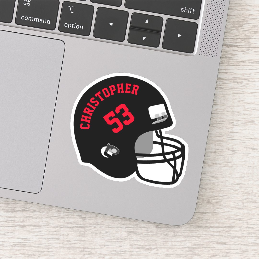 Sports Helmet Name and Number Sticker | Zazzle