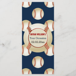 Sports Party Baseball theme Personalize Menu cards | Zazzle