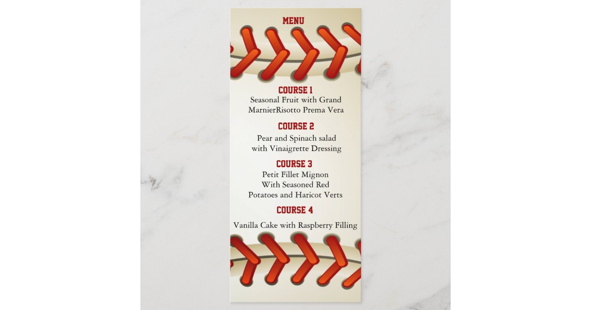 Sports Party Baseball theme Personalize Menu cards | Zazzle