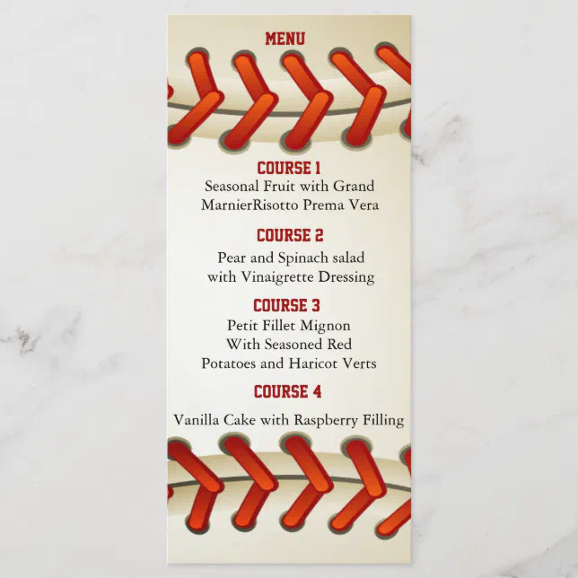 Sports Party Baseball theme Personalize Menu cards | Zazzle