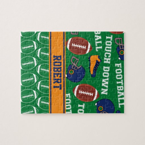 SPORTS Personalize Football Pattern for Children Jigsaw Puzzle | Zazzle