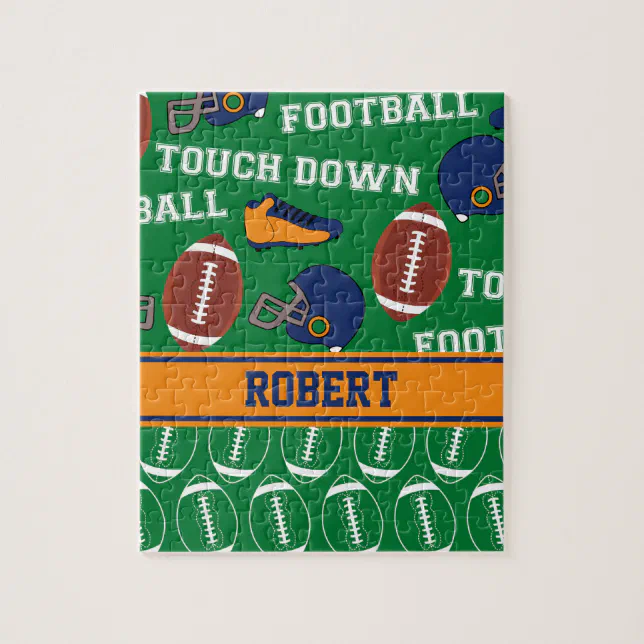 SPORTS Personalize Football Pattern for Children Jigsaw Puzzle | Zazzle