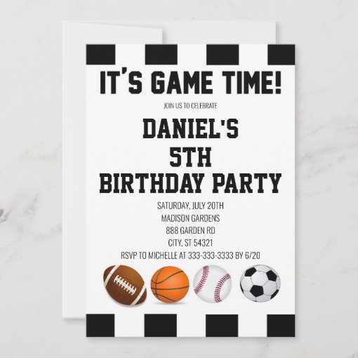 Sports Referee It's Game Time! Birthday Party Invitation | Zazzle