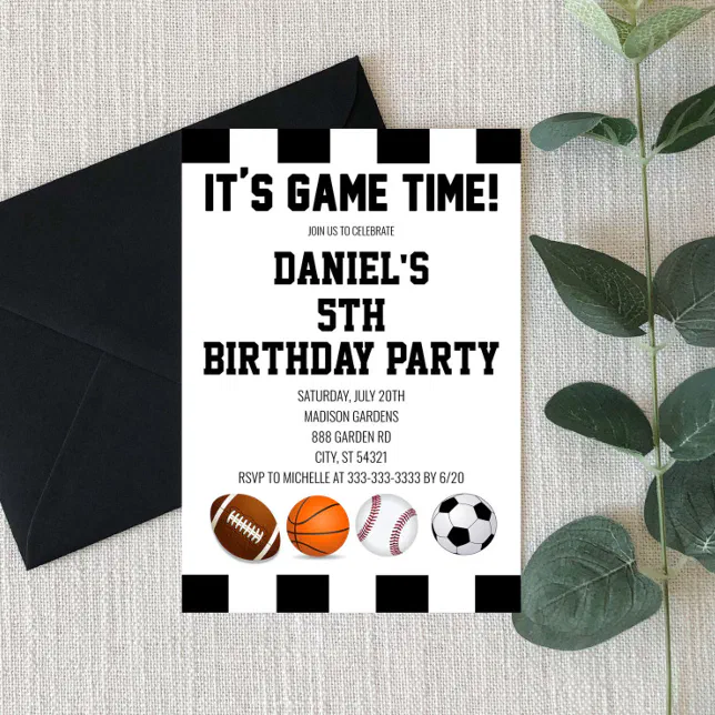Sports Referee It's Game Time! Birthday Party Invitation | Zazzle