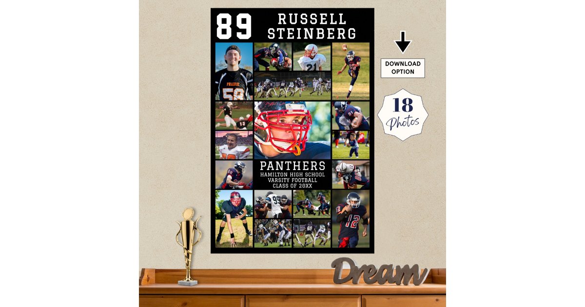 Sports Senior Graduation 18 Photo Collage Poster | Zazzle
