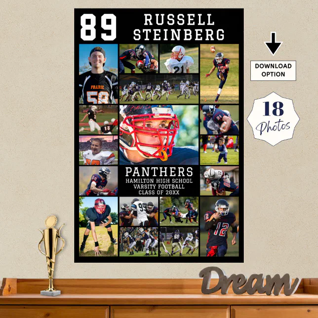 Sports Senior Graduation 18 Photo Collage Poster | Zazzle
