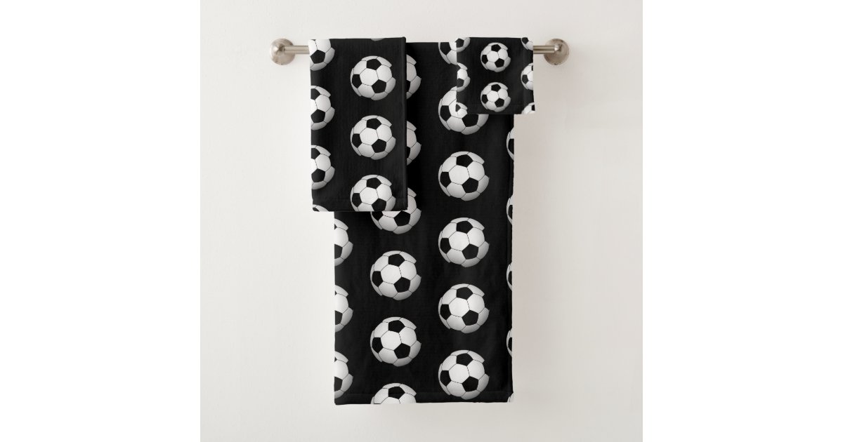 Sports soccer ball themed bathroom towel set | Zazzle