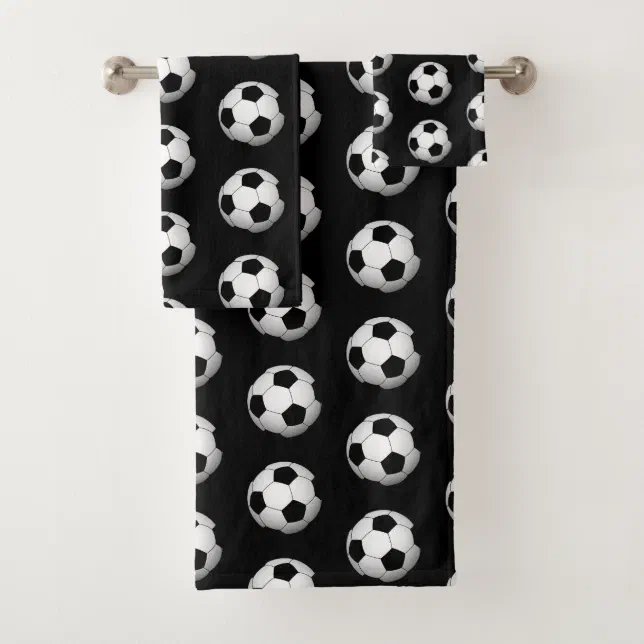 Sports soccer ball themed bathroom towel set | Zazzle