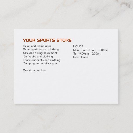 Sports Store business card | Zazzle