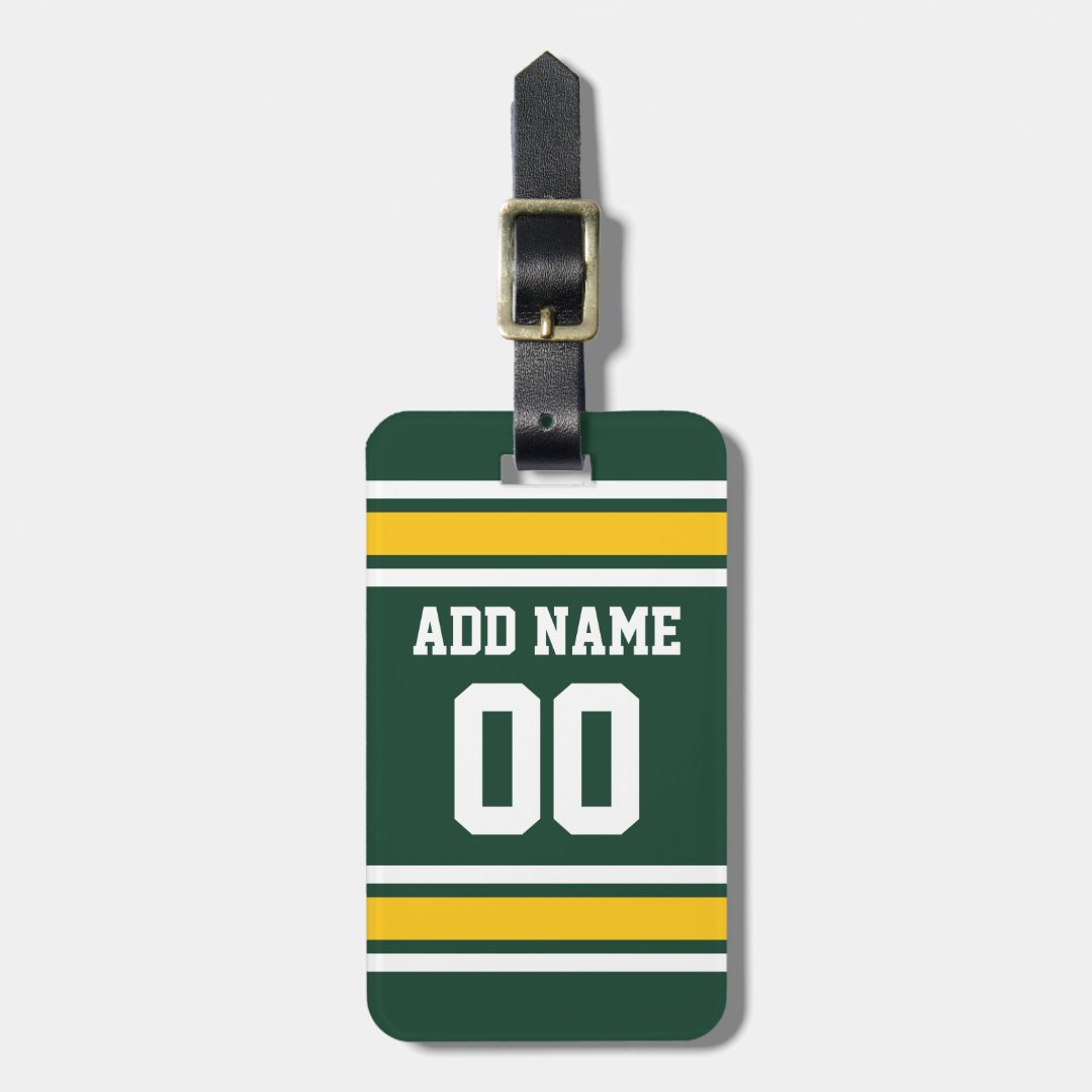Sports Team Football Jersey Custom Name Number Luggage Tag | Zazzle