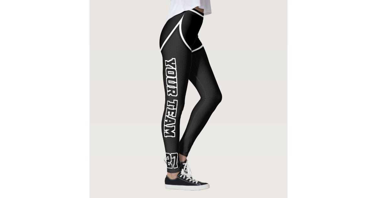 Sports Team Name Number Black Dot Shorts Leggings | Zazzle