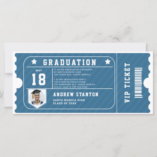 Sports Theme Blue Photo Graduation Invitation | Zazzle